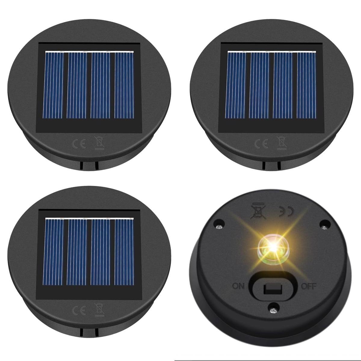 4 Pack Solar Lights Replacement Tops, 3.15 Inch Solar Lantern Light ...