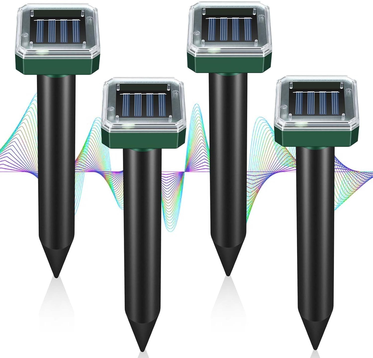 4-Pack Solar Mole Repellent - Ultrasonic Gopher/Vole Deterrent ...