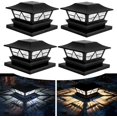 4 Pack Solar Outdoor Fence Post Lights, 2 Modes Cap Lights Waterproof ...
