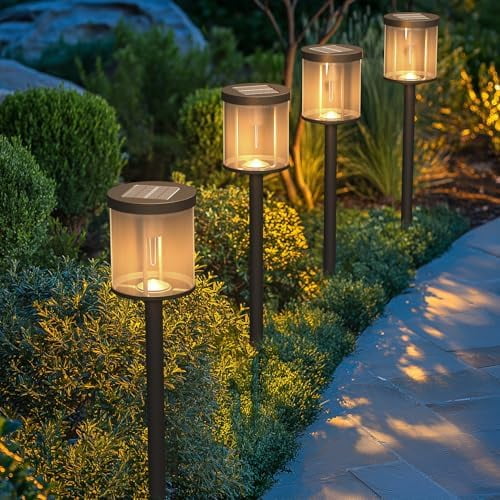 4-Pack Solar Pathway Lights Outdoor, Garden Path Lights Outside ...