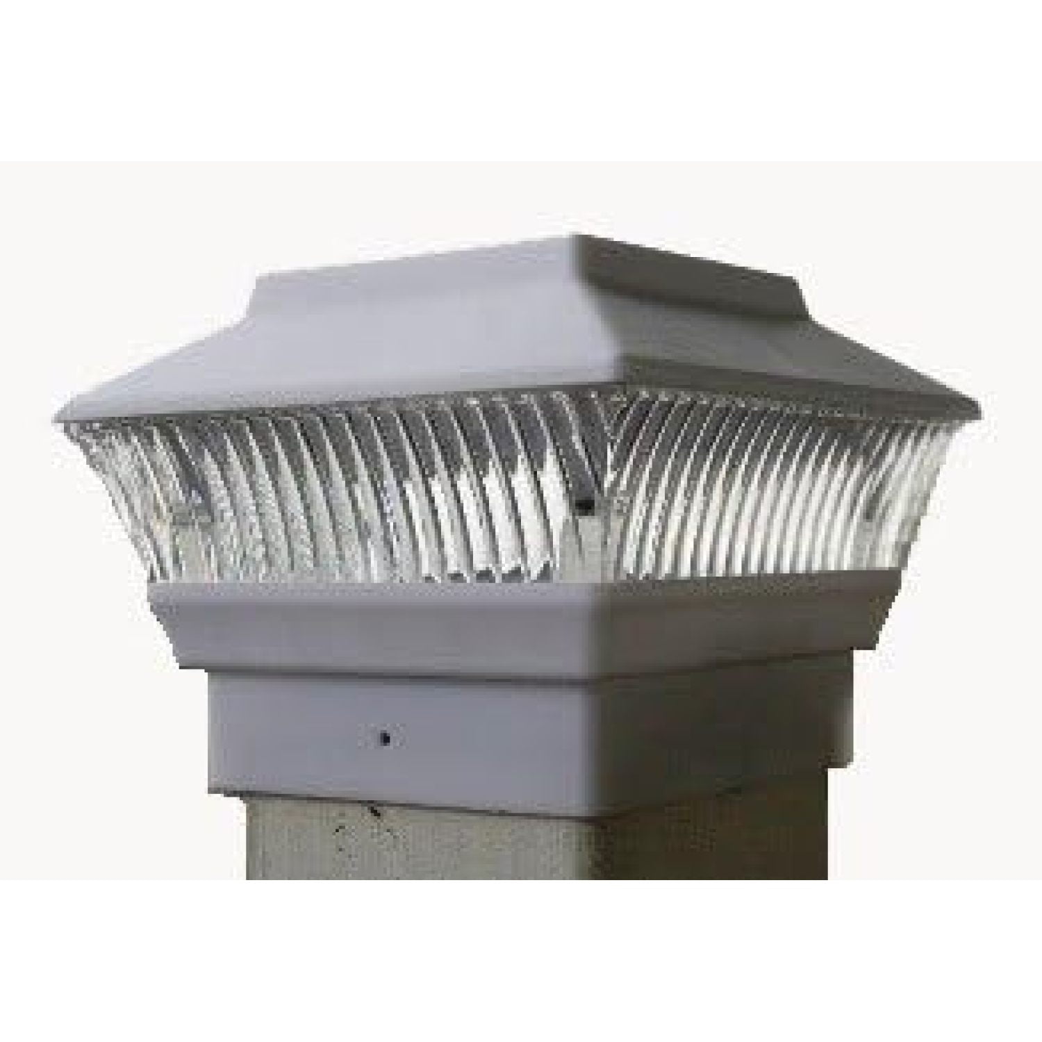 (4 Pack) Solar Power Square White Outdoor Garden Deck 4x4 PVC Fence ...