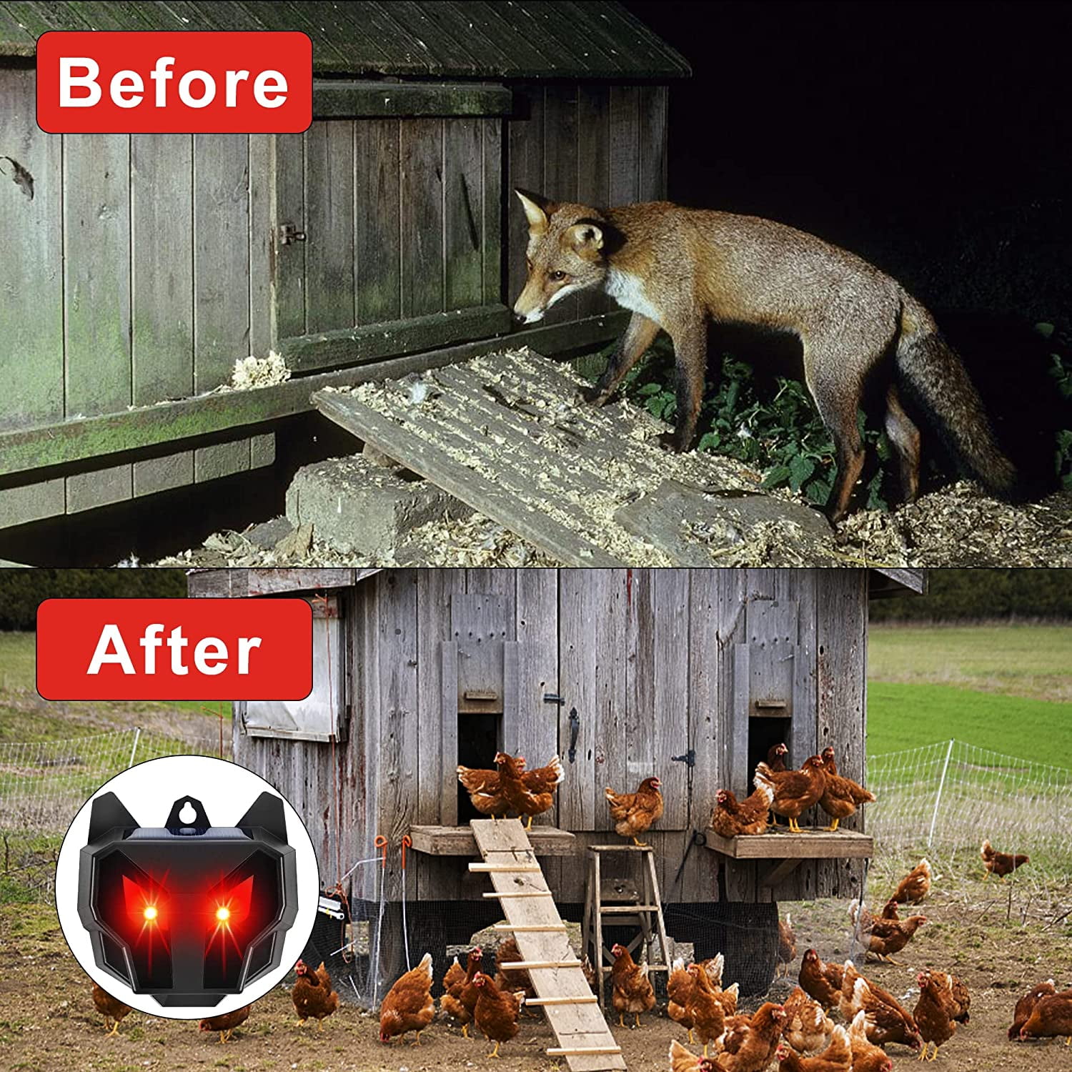 4 Pack Solar Powered Animal Repellent, Raccoon Deterrent with Red ...