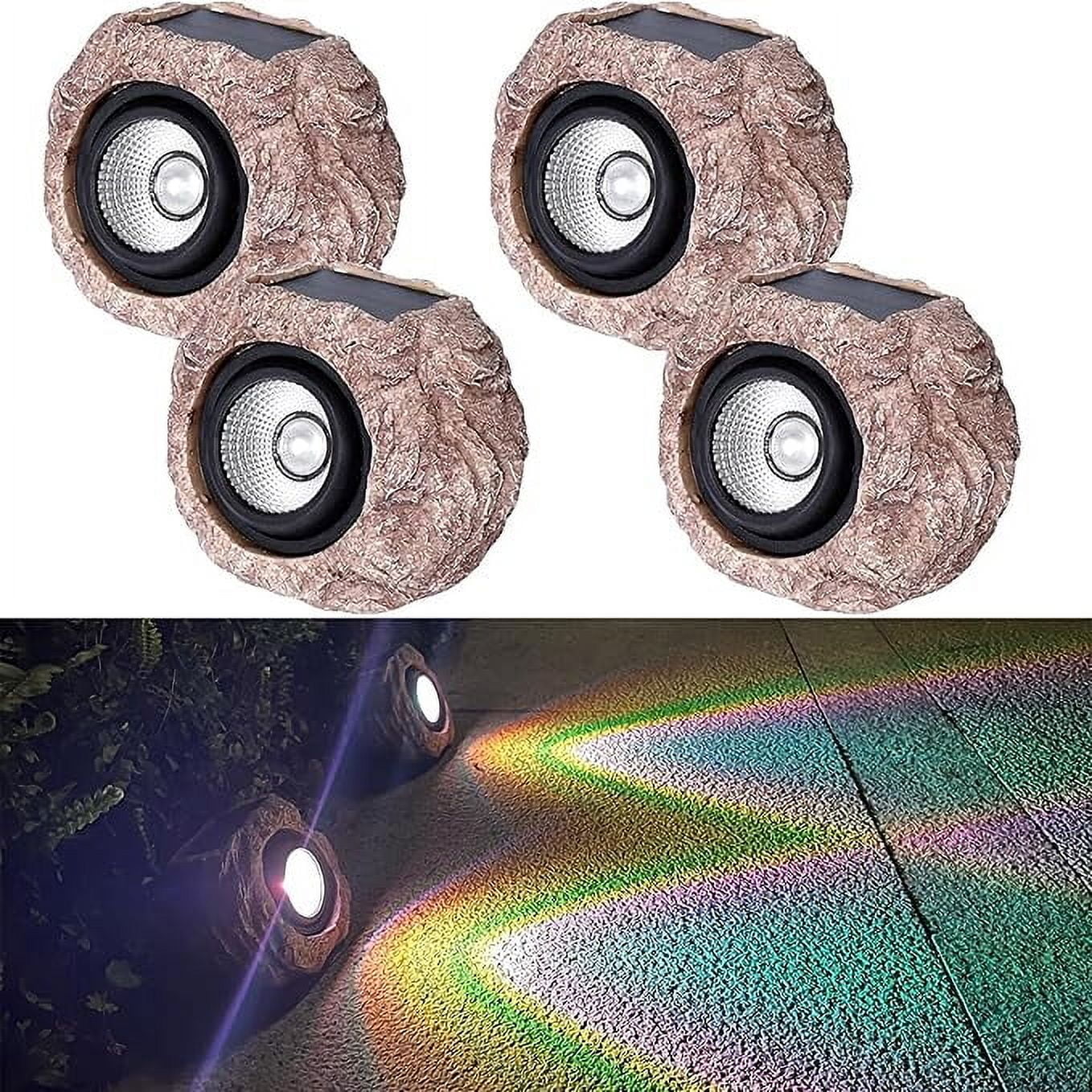 4 Pack Solar Rock Lights Outdoor, IP65 Waterproof LED Landscape Spot ...