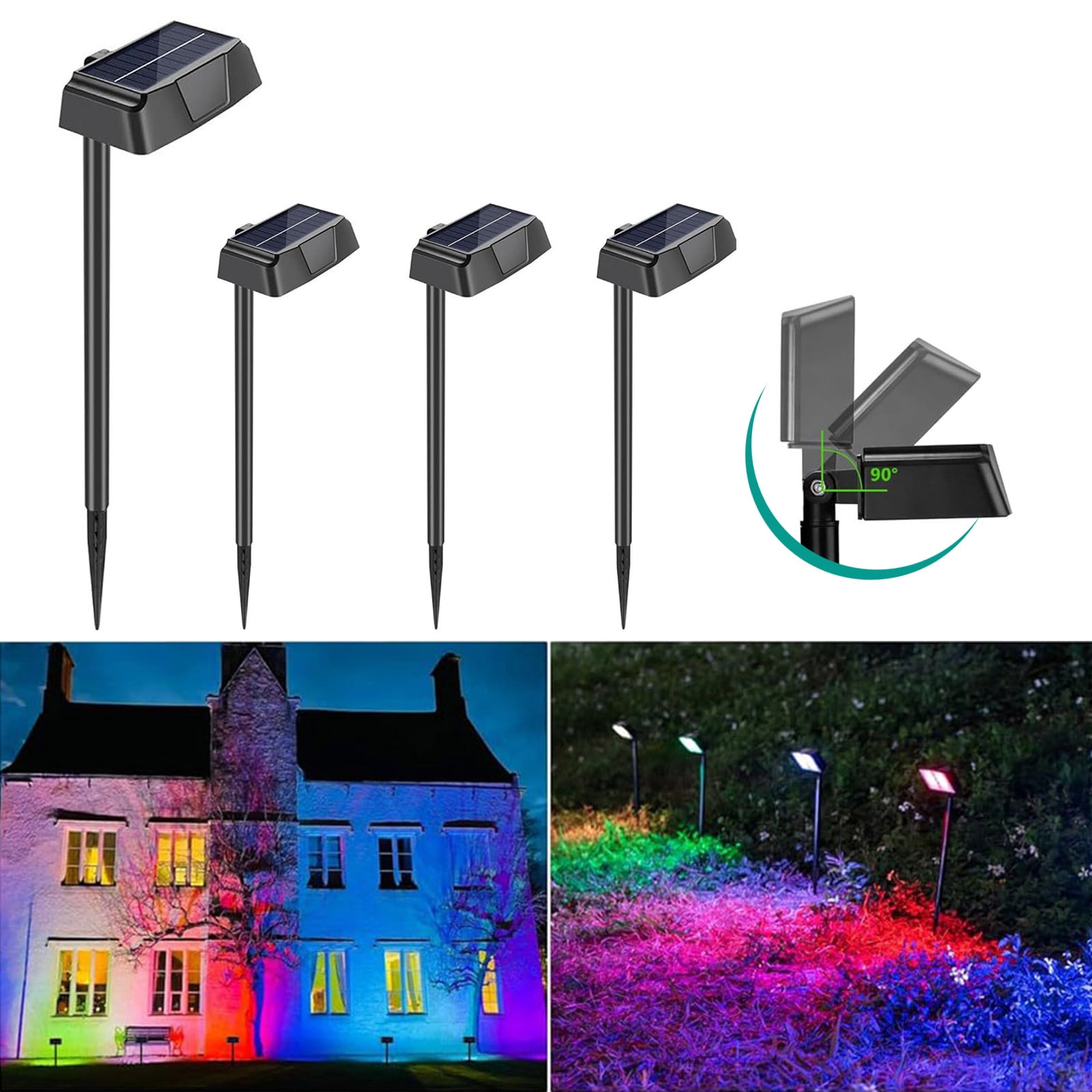 4 Pack Solar Spotlights Outdoor LED Lights Wireless for Yard Garden ...