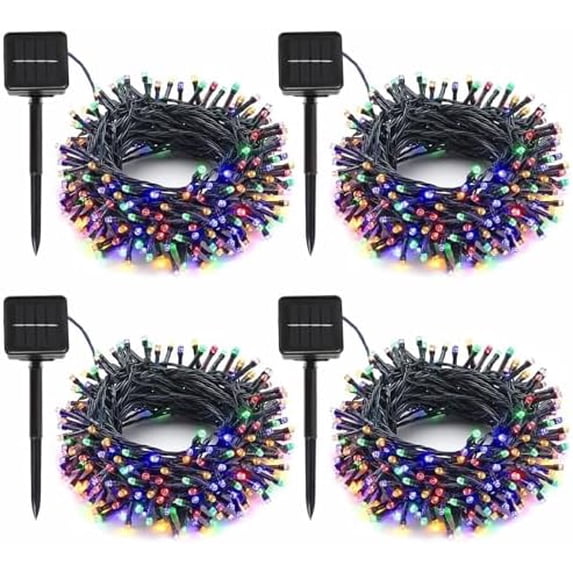 4-Pack Solar String Lights, 400 LED Extra-Long 156Ft Solar Christmas ...