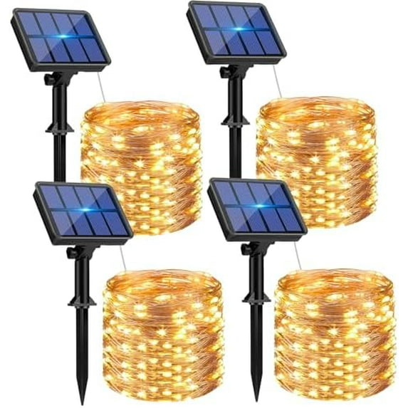4 Pack Solar String Lights Outdoor - Total 320LED 132FT Solar Fairy ...