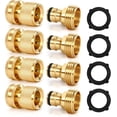 4-Pack Solid Brass Garden Hose Quick Connect Kit, 3/4 Inch GHT Male ...