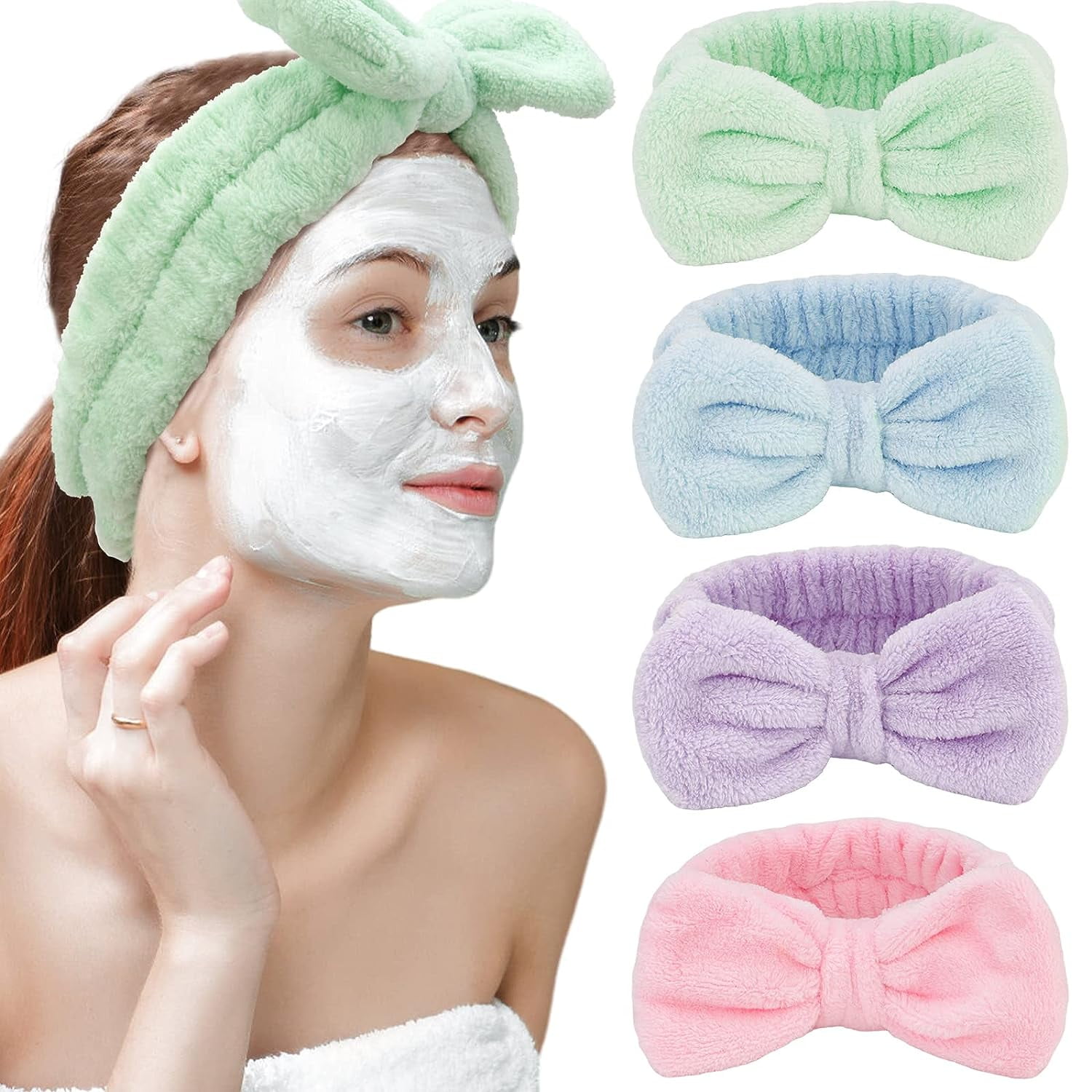 4 Pack Spa Headband for Washing Face Girls Makeup Headband for Face ...