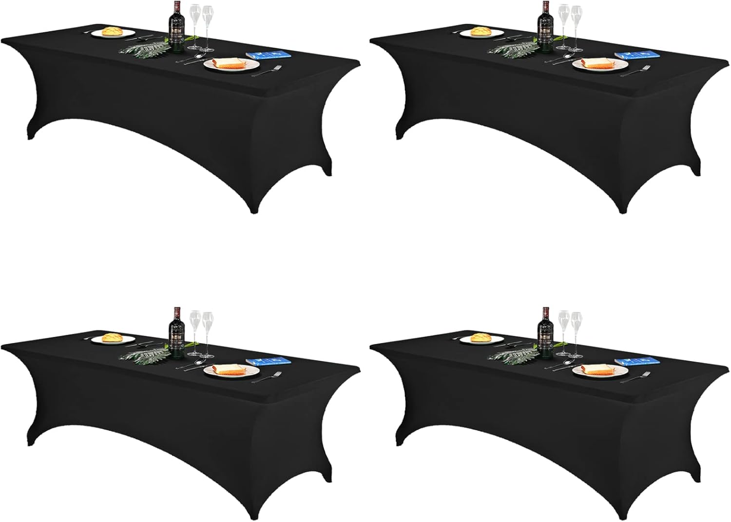 4-Pack Spandex Table Covers 8ft, Fitted Tablecloth for 8ft Rectangular ...