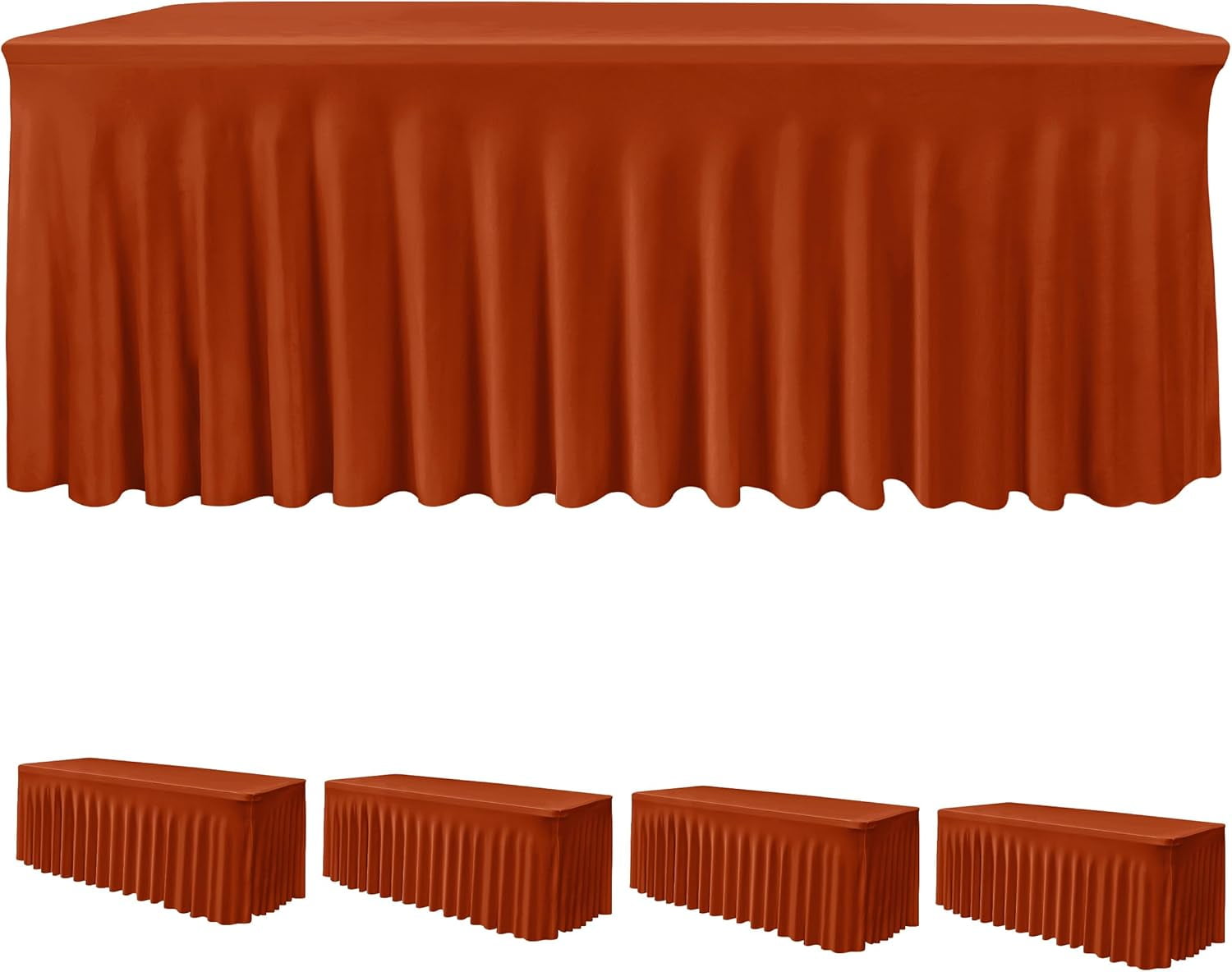 4 Pack Spandex Table Skirt for 8 Foot Rectangle Table, Bulk Fitted ...