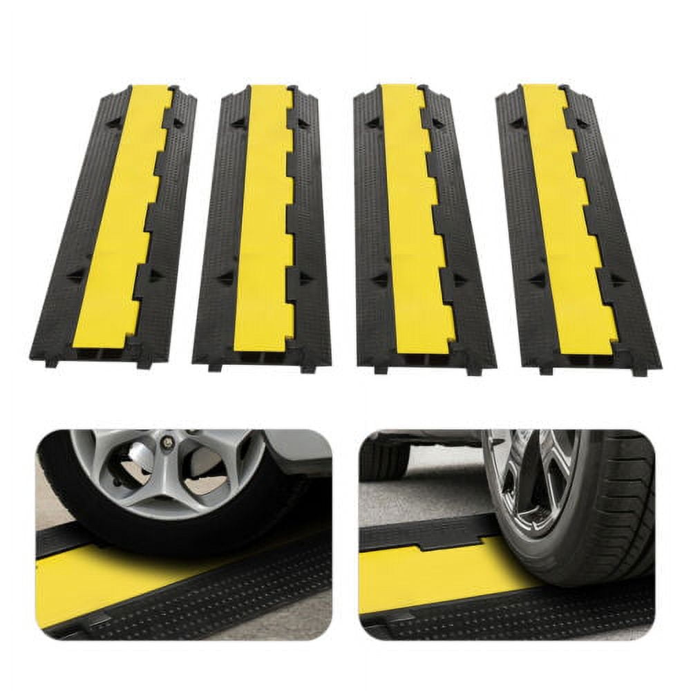 22000lbs Speed Bump Cable Protector Ramp 4 Packs 2 Channel Rubber Cord ...