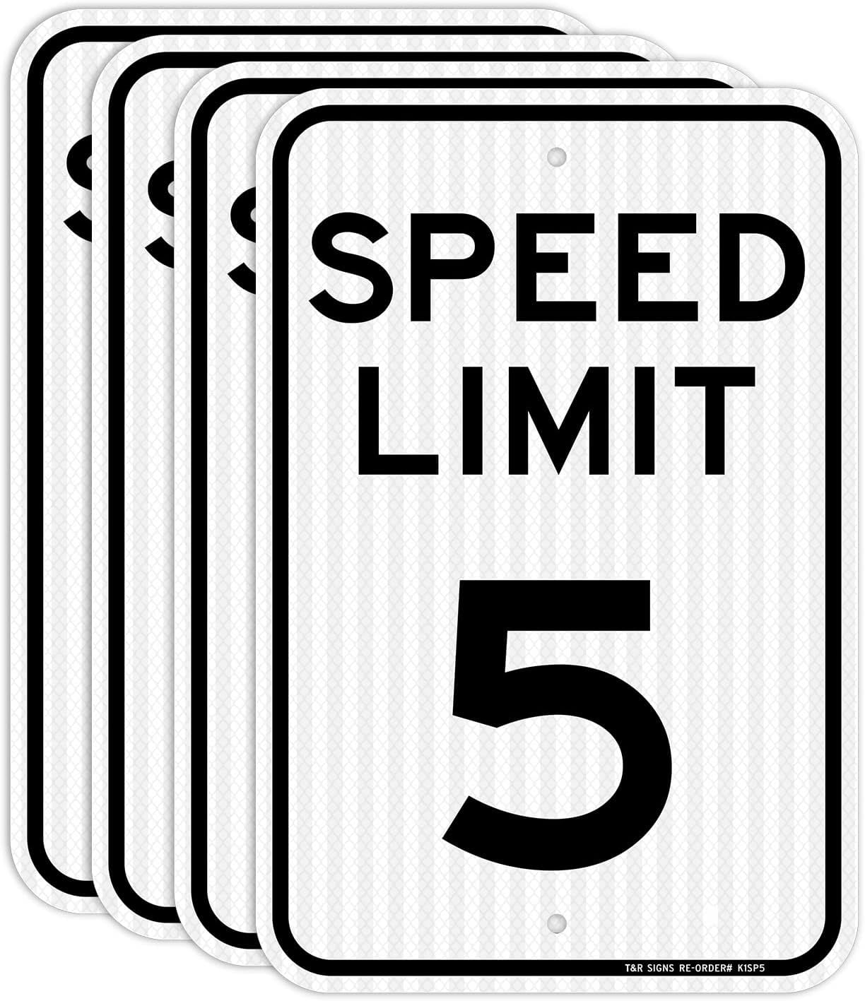 (4 Pack) Speed Limit 5 MPH Sign, Slow Down, Traffic Sign, 8x12 inch ...