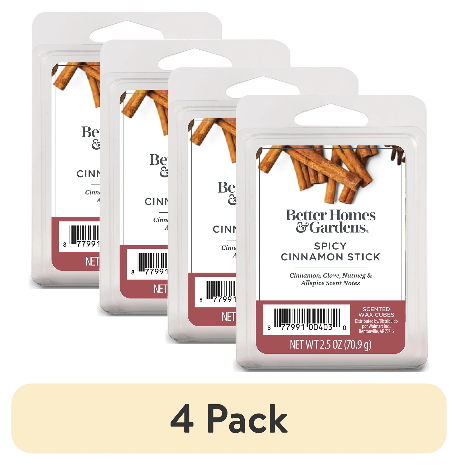 (4 Pack) Spicy Cinnamon Stick Scented Wax Melts,2.5 Oz (1-Pack ...