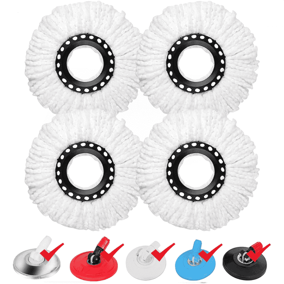 BOP Products 4 Pack Spin Mop Replacement Heads, 360Â° Microfiber ...