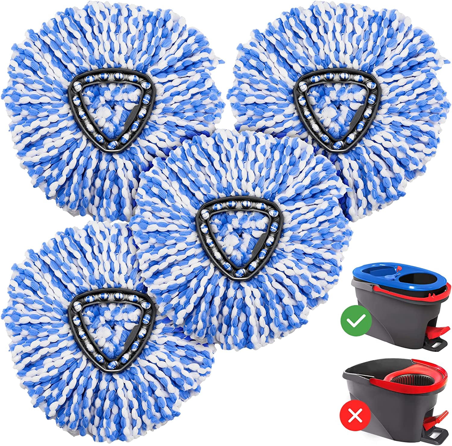 4 Pack Spin Mop Replacement Head Spin Mop Refills Compatible with Dual ...