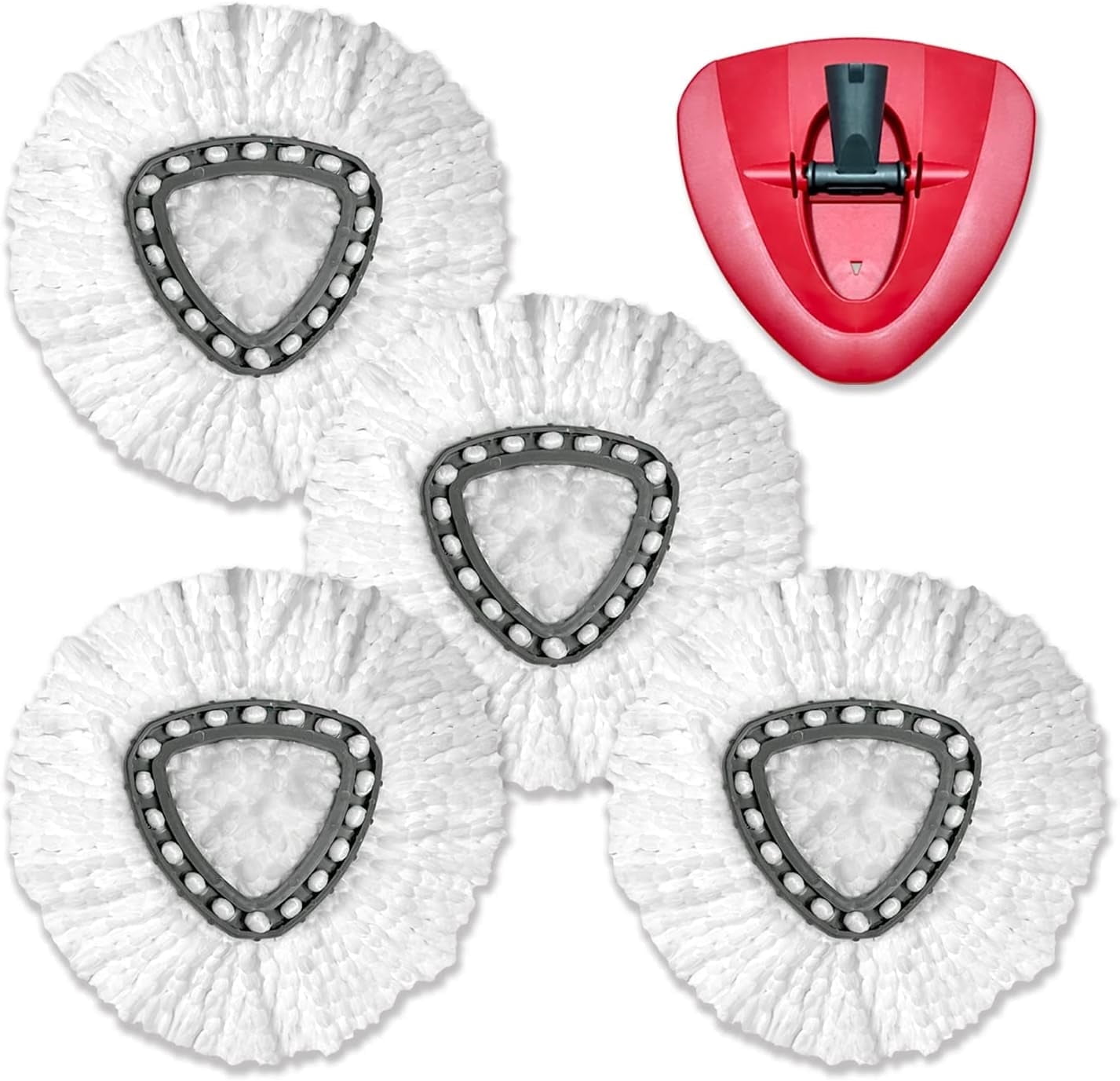 4 Pack Spin Mop Replacement Heads Includes 1 Base - Compatible with O ...