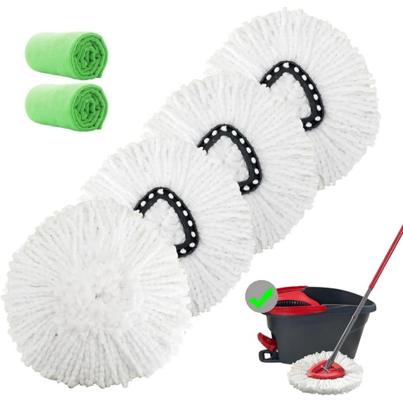 4 Pack Spin Mop Replacement Heads Microfiber Mop Refills Replace Heads ...