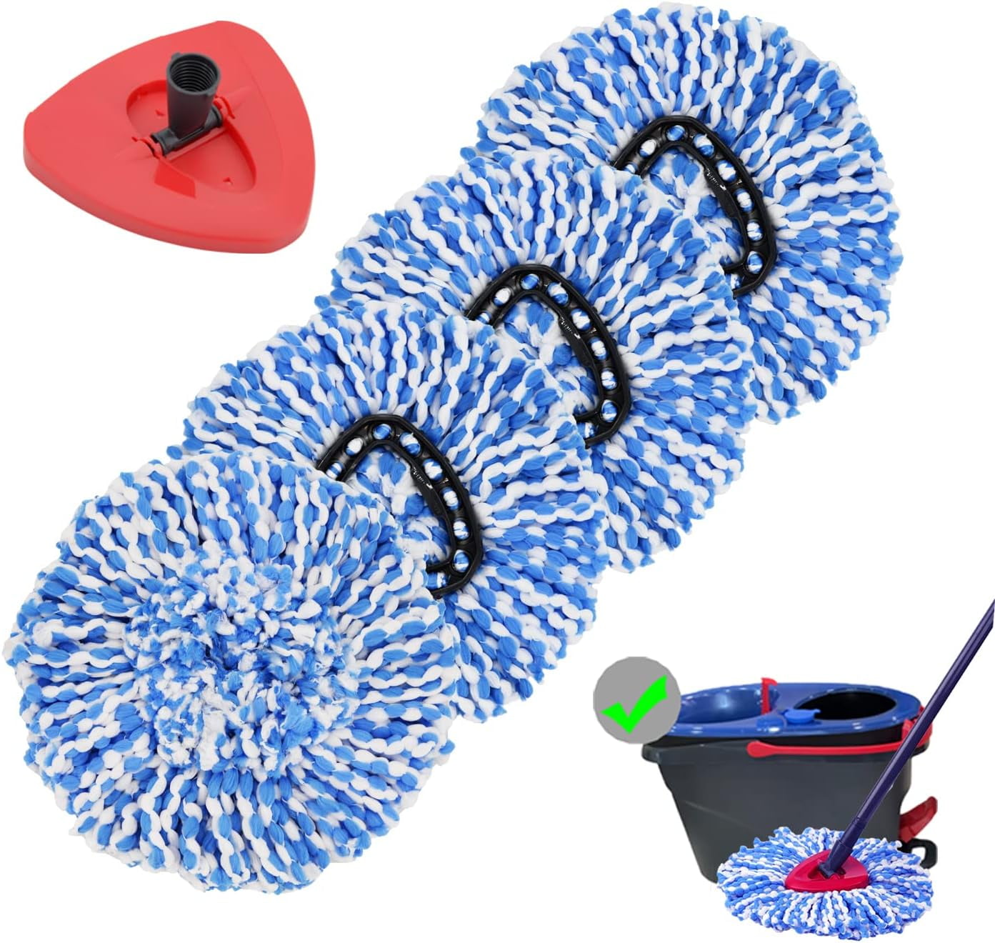 4 Pack Spin Mop Replacement Heads Microfiber Mop Refills Compatible ...