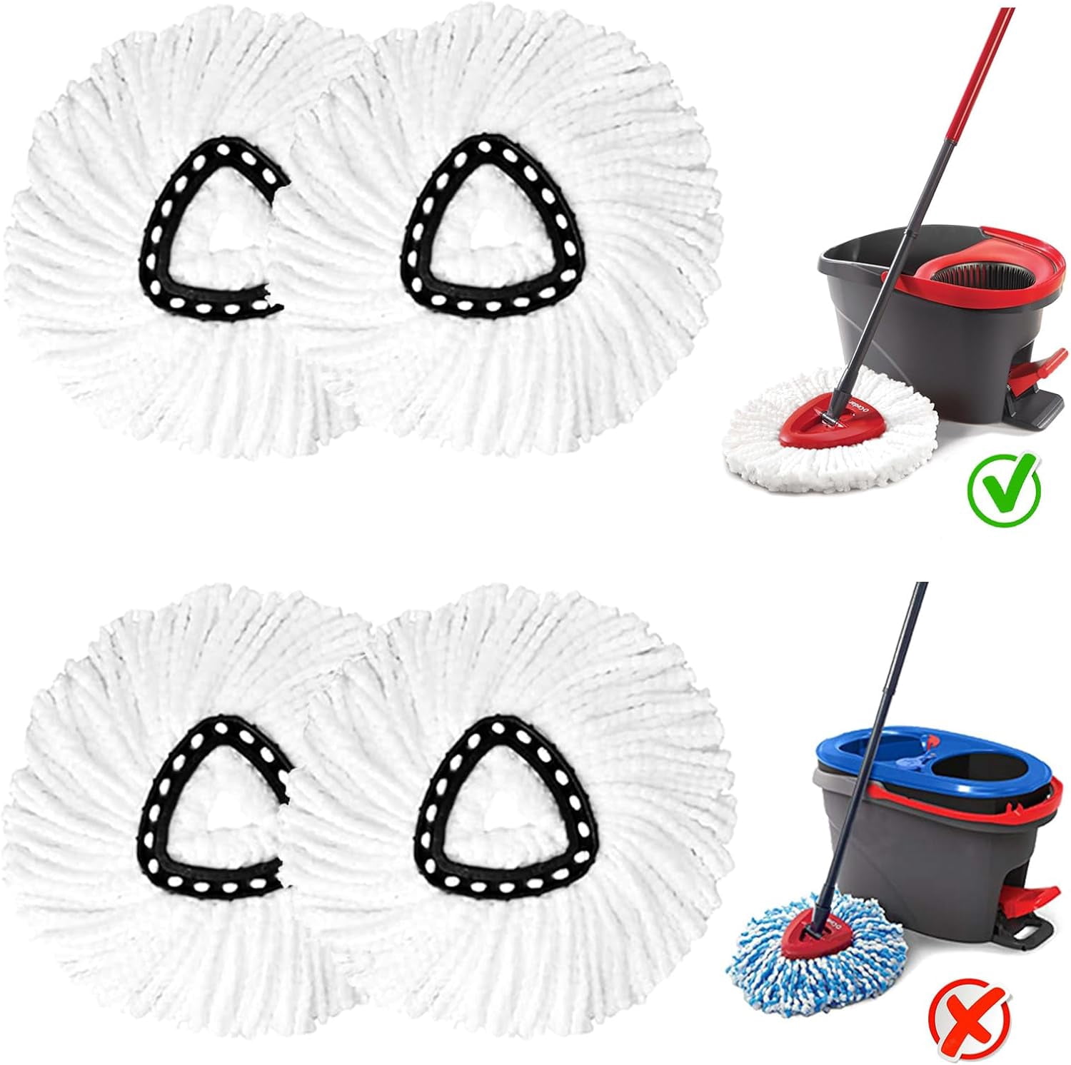 4 Pack Spin Mop Replacement Heads, Mop Replace Easywring 1-Tank System ...
