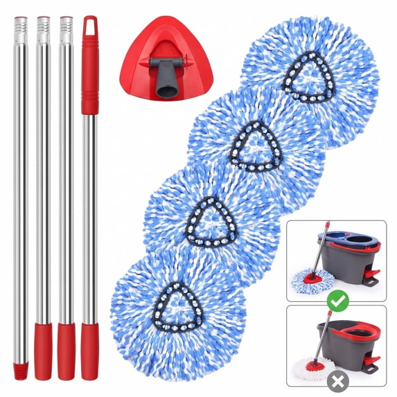 4 Pack Spin Mop Replacement Heads for O-Cedar RinseClean 2-Tank System ...