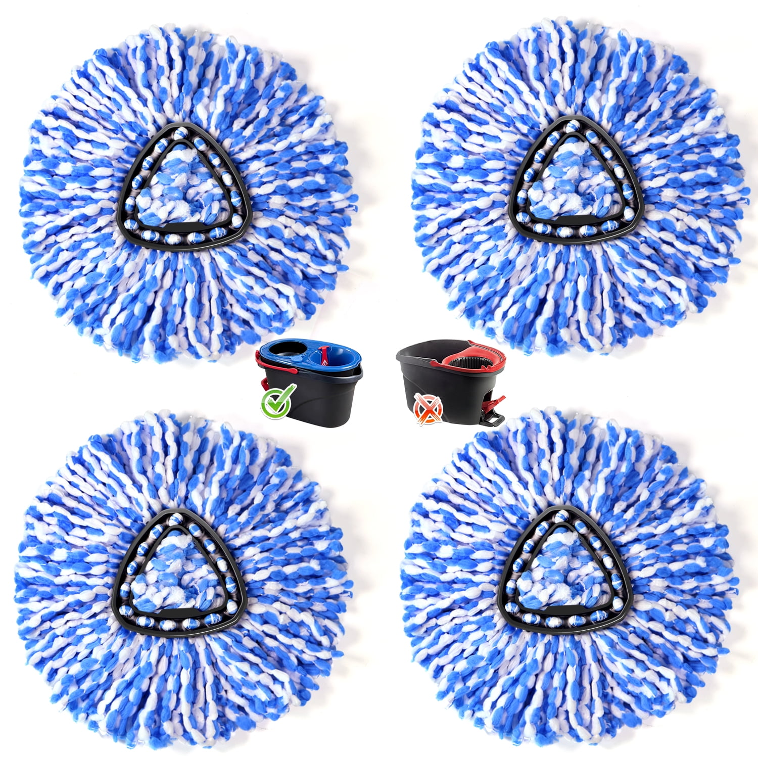 4 Pack Spin mop Refill, Spin mop Replacement Head - Fully Compatible ...