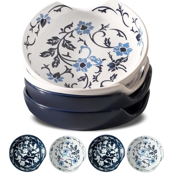 4 Pack Spoon Rest for Stovetop, Ceramic Spoon Holder 4.8 Inch Utensil ...