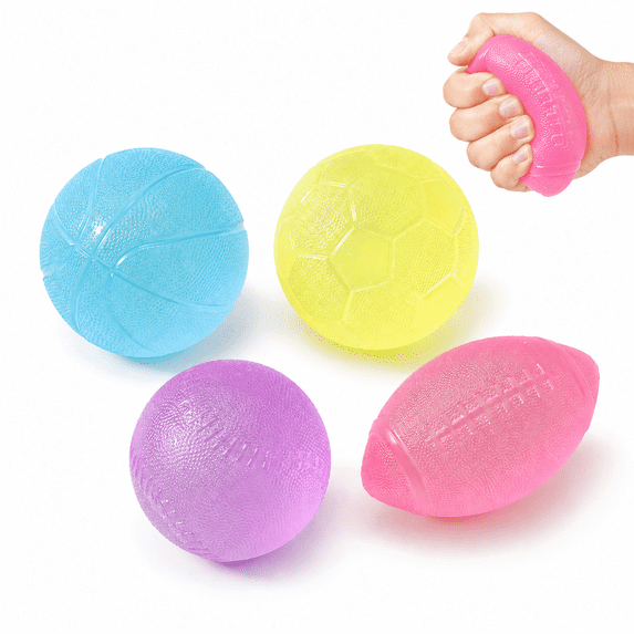 4 Pack Sports Ball Squeeze Set, Soft Slow Rising Squishy Fidget Stress ...