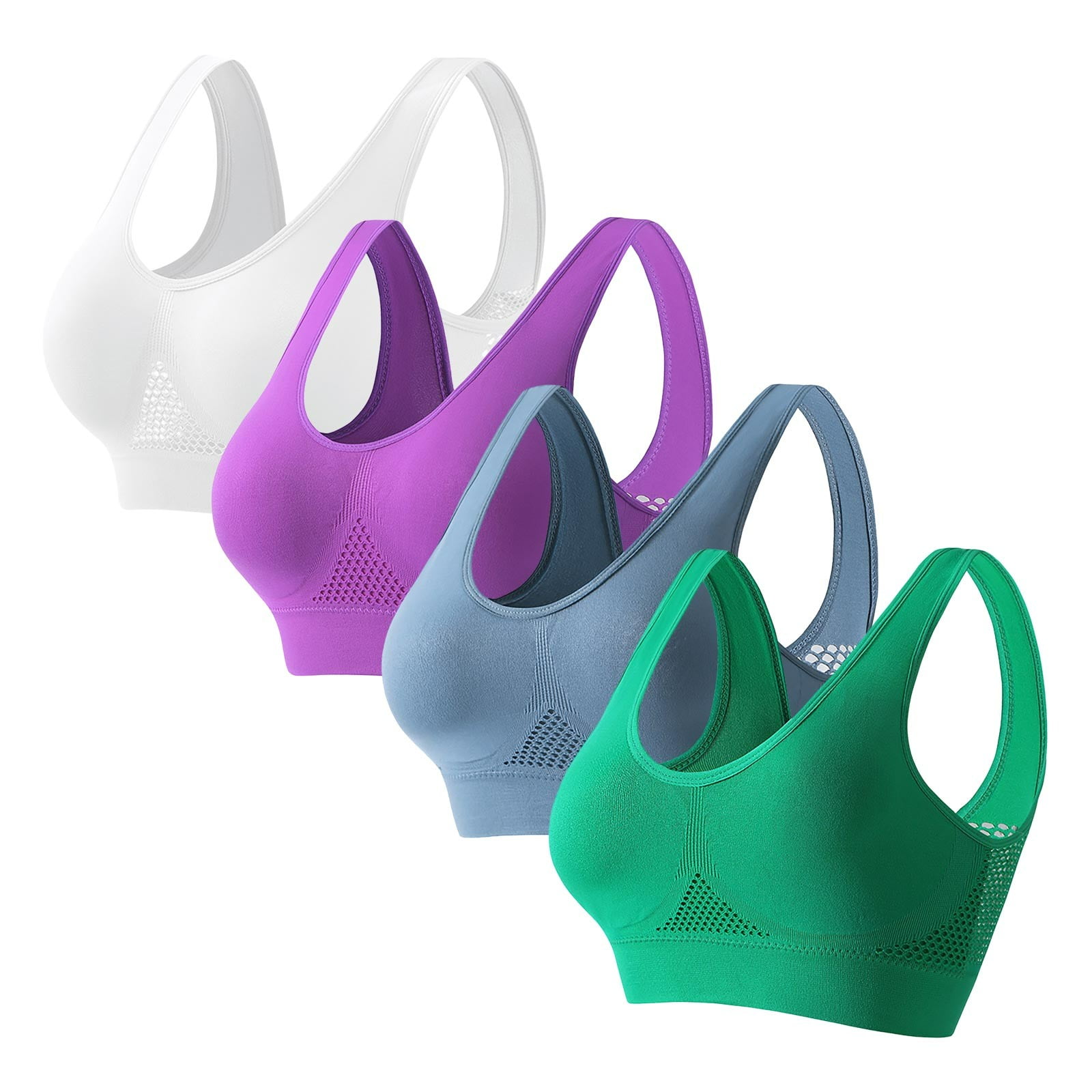 4 Pack Sports Bras for Women Wireless Yoga Workout Bra Plus Size ...