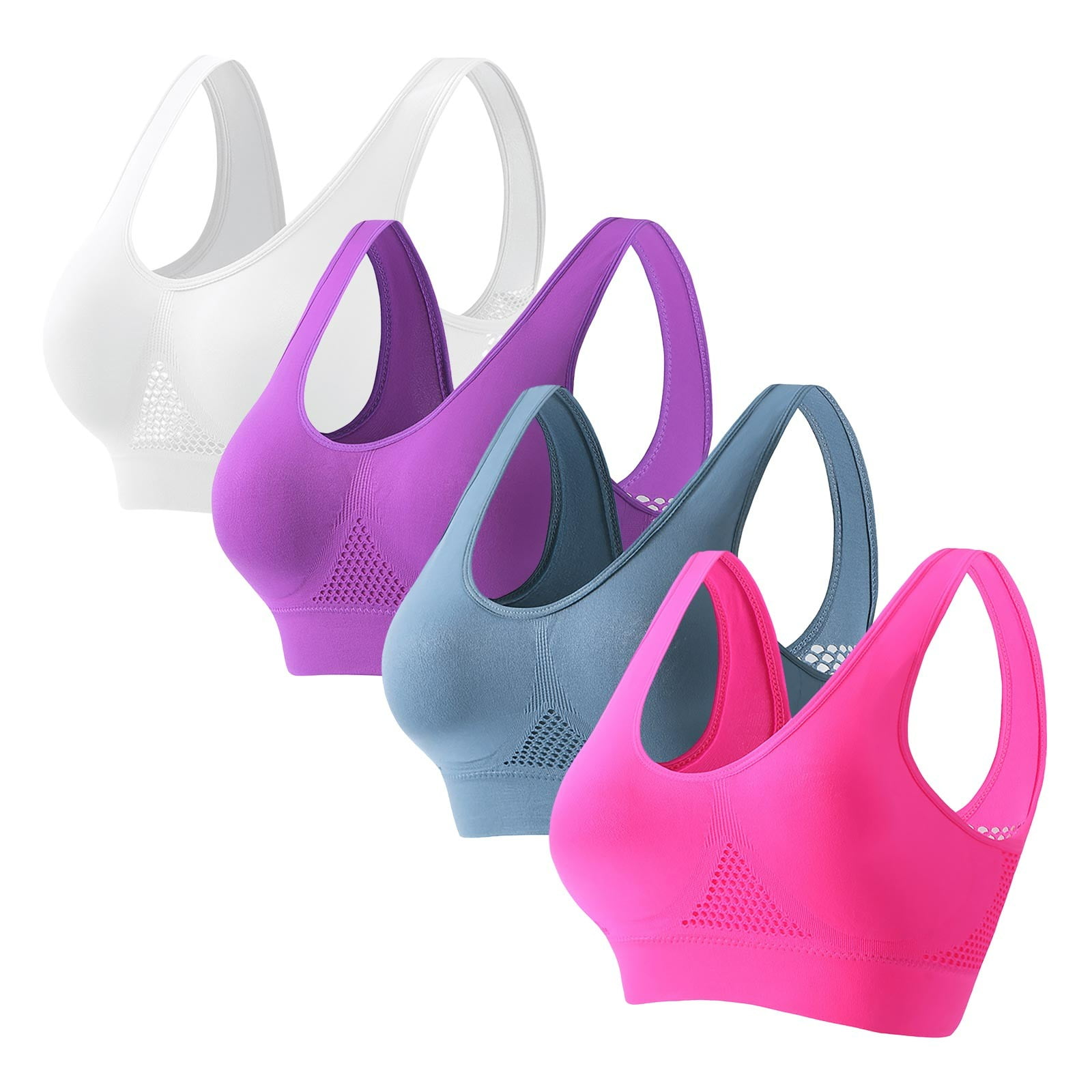 4 Pack Sports Bras for Women Wireless Yoga Workout Bra Plus Size ...