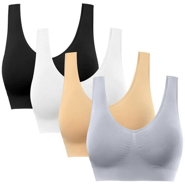 4 Pack Sports Bras for Women,Women's Wireless Bra,Seamless Smooth Comfort Wirefree T-Shirt Bra ...