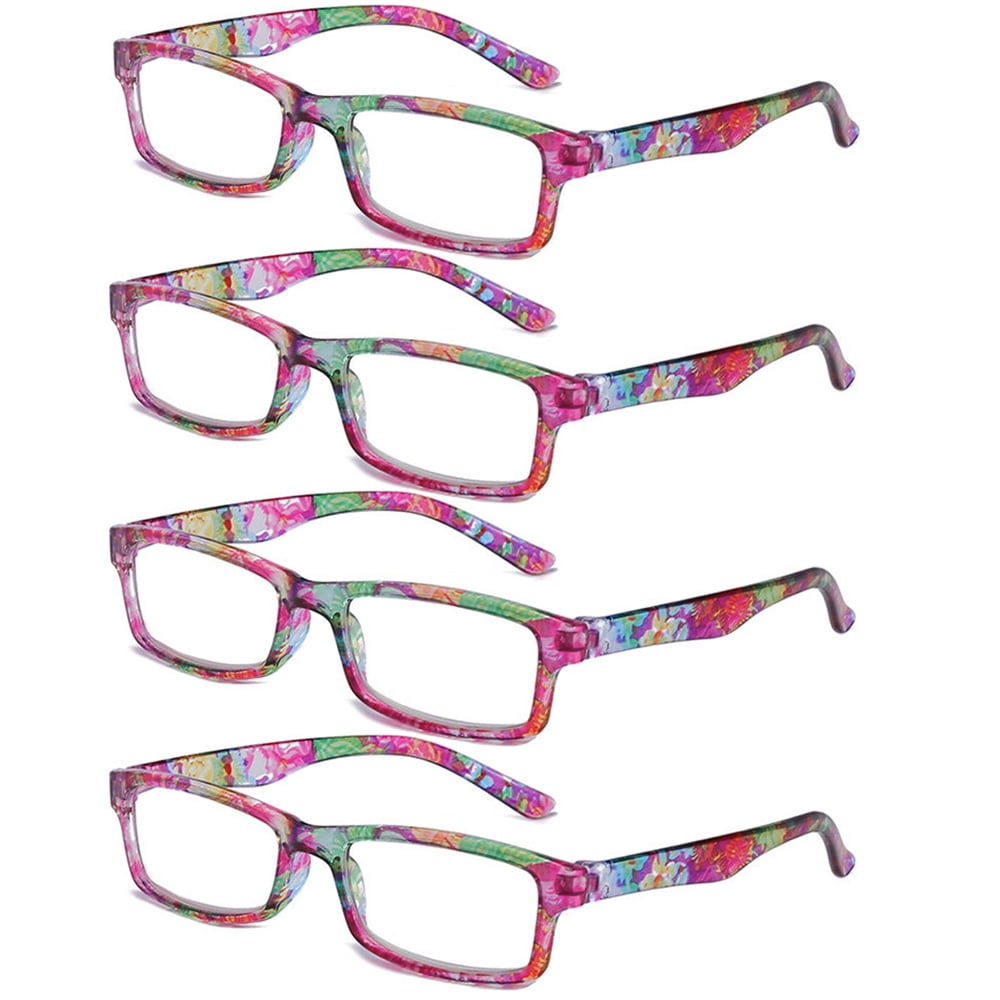 4 Pack Spring Hinges Reading Glasses Rectangle Readers Presbyopic ...