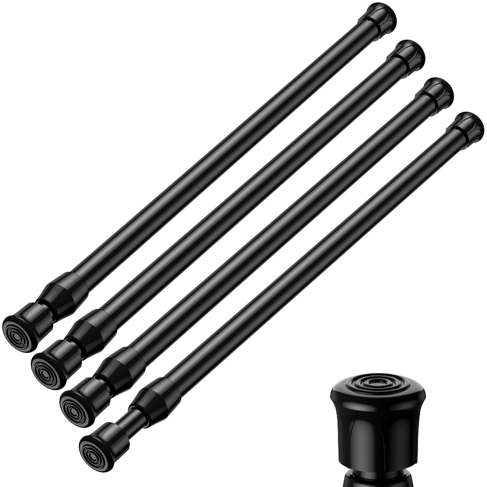 4 Pack Spring Tension Curtain Rods 16.5 to 28 Inches, No Drilling ...