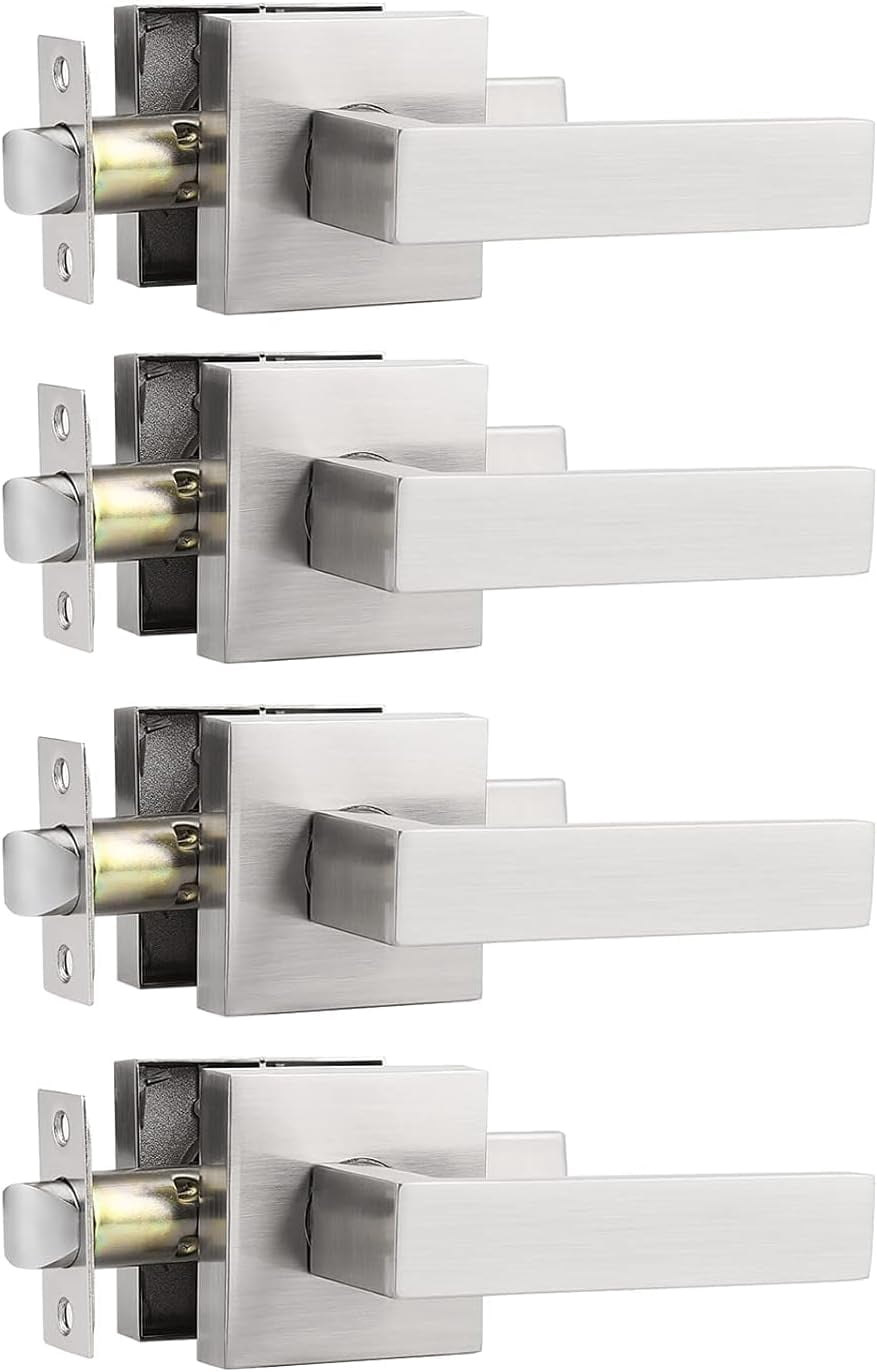 4 Pack Square Door Levers Handles Keyless Passage Lockset Interior ...