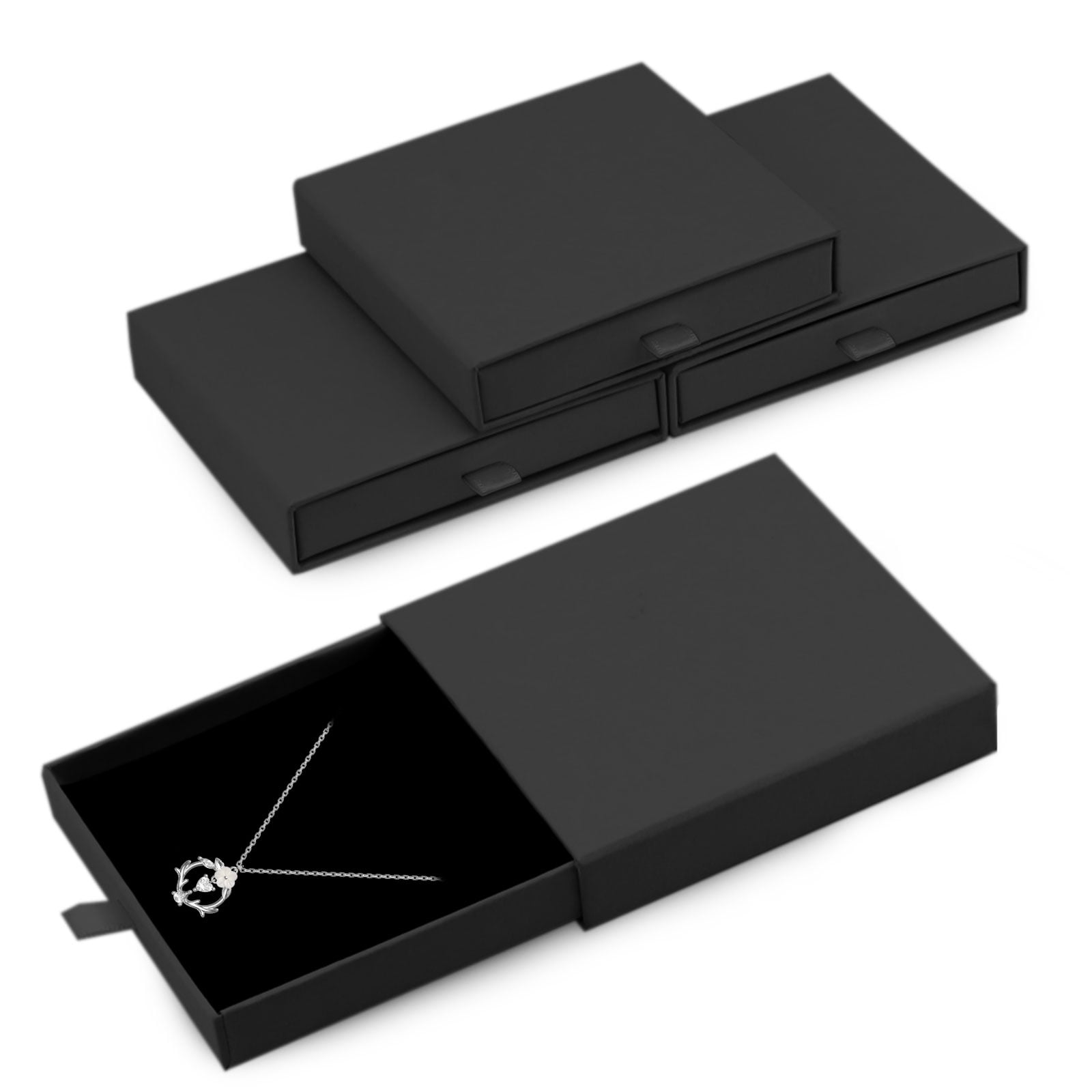 4 Pack Square Drawer Type Jewelry Gift Boxes, 4" x 4" Cardboard Jewelry ...
