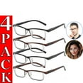 4 Pack Square Frame Reading Glasses with Spring Hinge, Unisex Readers ...