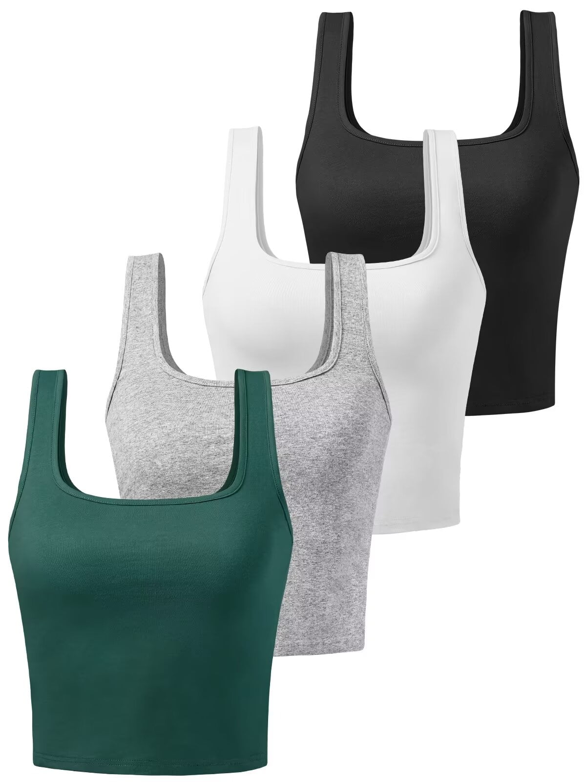 4 Pack Square Neck Crop Tops for Women Workout Tank Tops Trendy Going ...