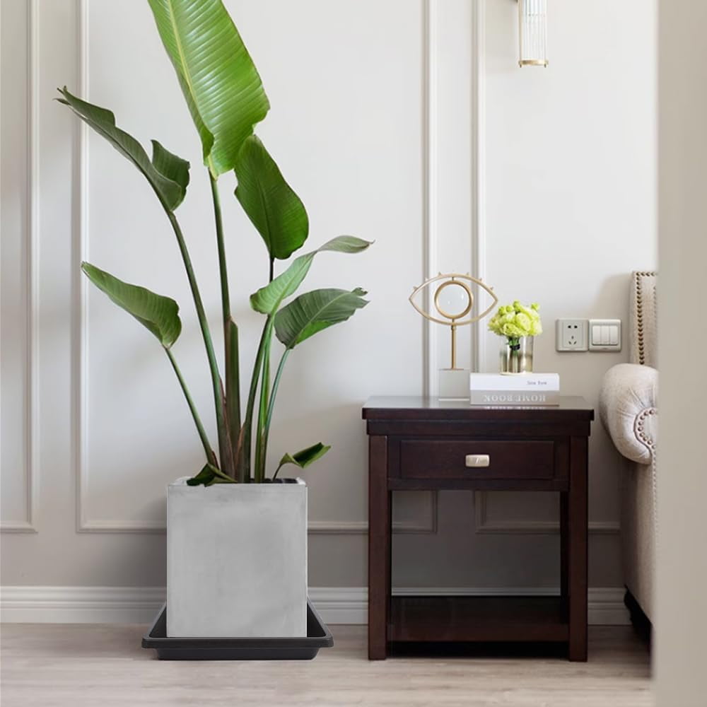 4 Pack Square Plant Saucer 18 Inch, Extra-Deep Large Saucers for Potted ...