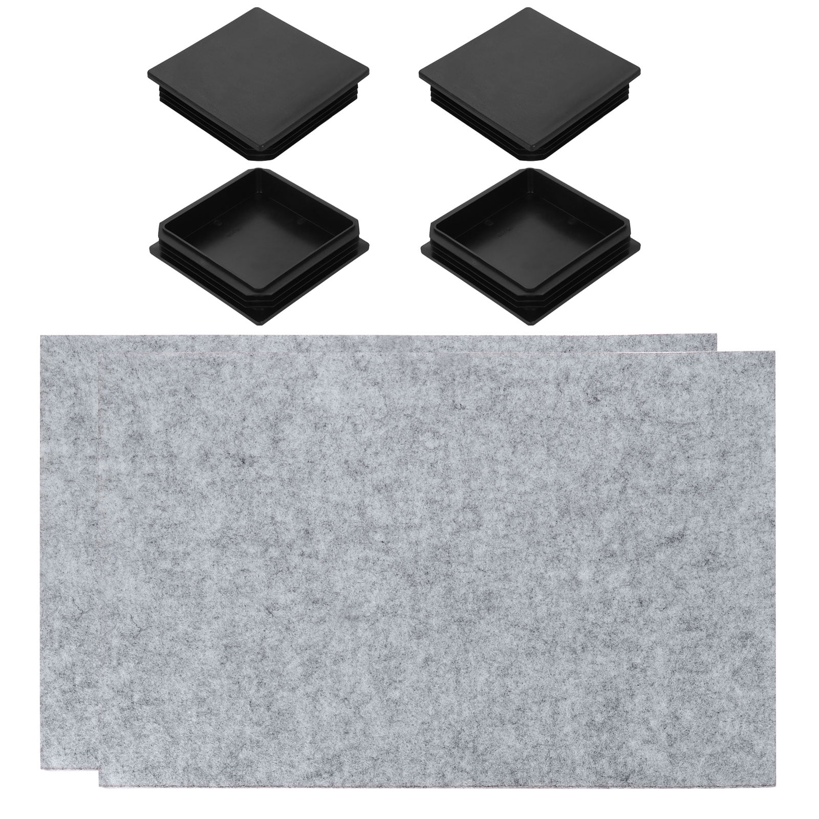 4 Pack Square Plastic Plugs with Furniture Felt Pad, 120mm/4.72" Tubing ...