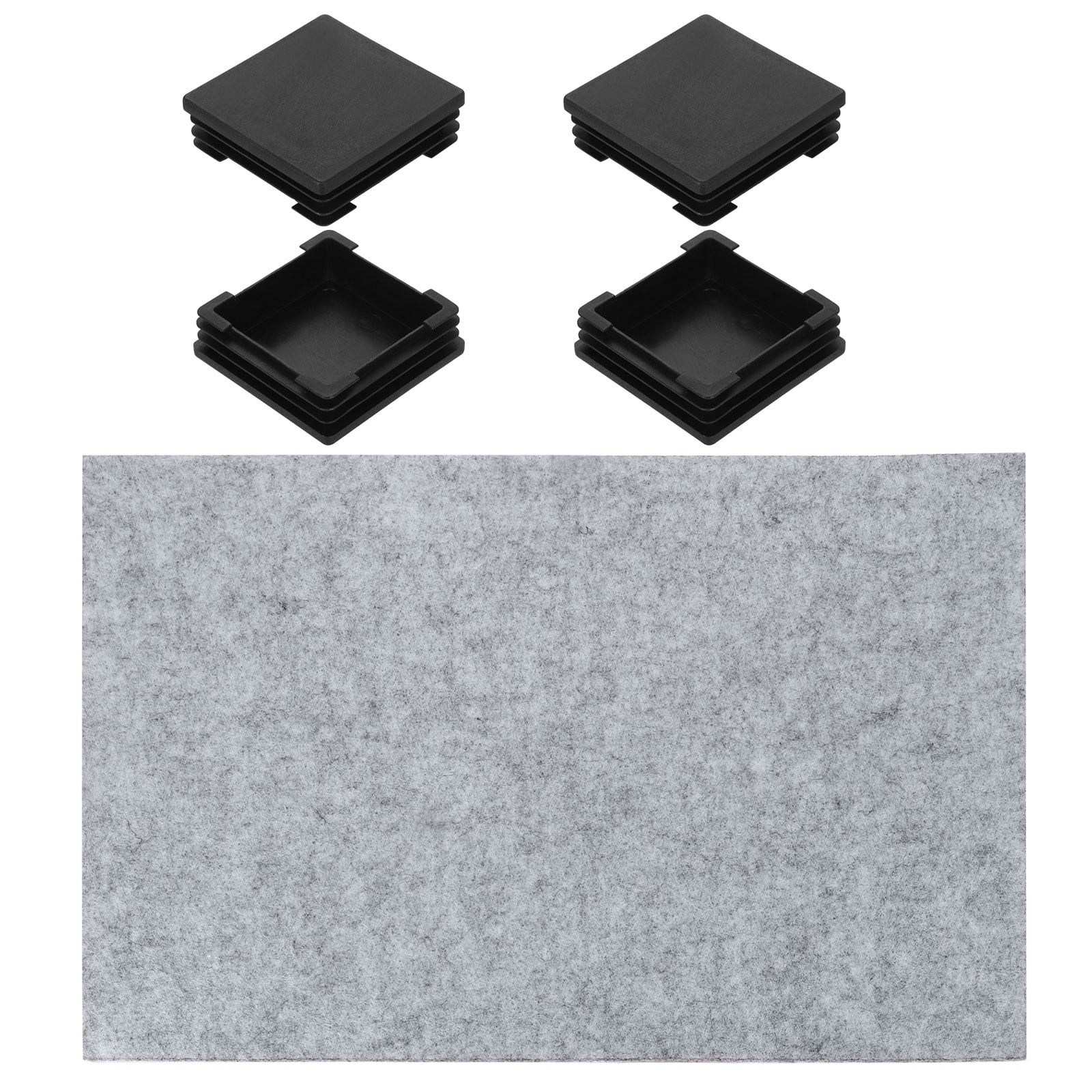 4 Pack Square Plastic Plugs with Furniture Felt Pad, 70mm/2.76" Tubing ...