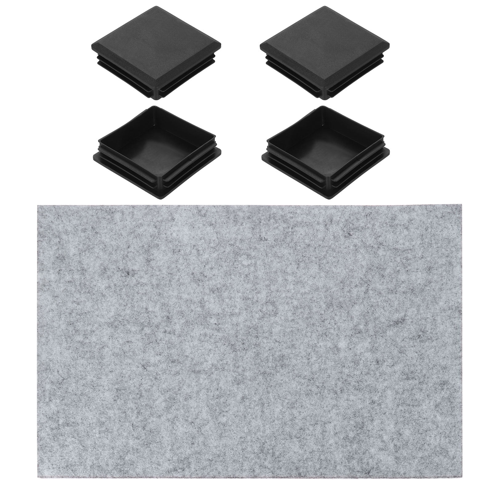 4 Pack Square Plastic Plugs with Furniture Felt Pad, 80mm/3.15" Tubing ...