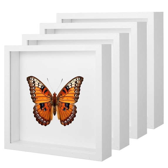 4 Pack Square Shadow Box Frames 8x8 Inches White 3D Photo Display Cases ...