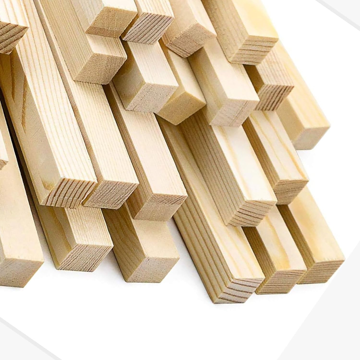 4 Pack,Square Wooden Dowel Rod,Unfinished Pine Wood Sticks, Natural ...