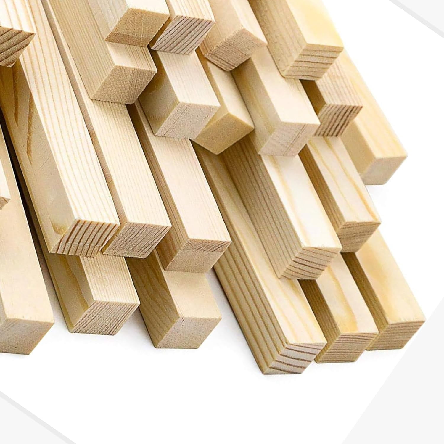 4 Pack,Square Wooden Dowel Rod,Unfinished Pine Wood Sticks, Natural ...