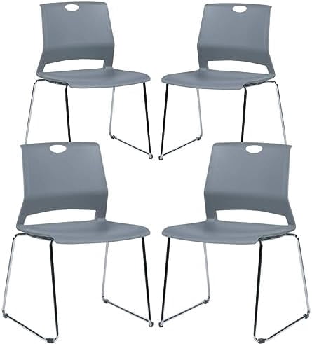 4 Pack Stack Chairs, Lightweight Premium Plastic Chairs, Sled Base ...