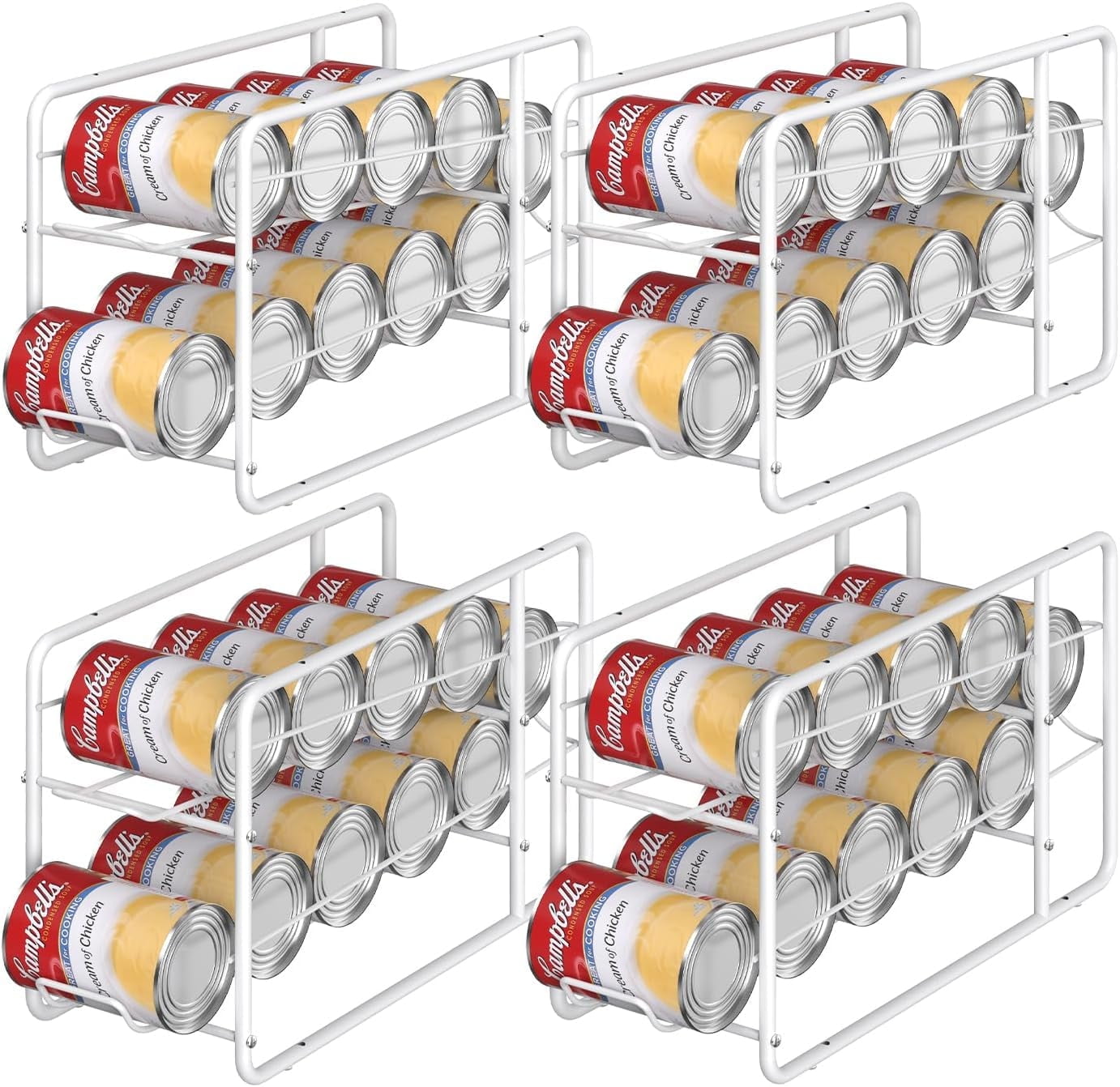 4 Pack Stackable Can Dispenser Rack, Kitchen Pantry Countertop Food ...