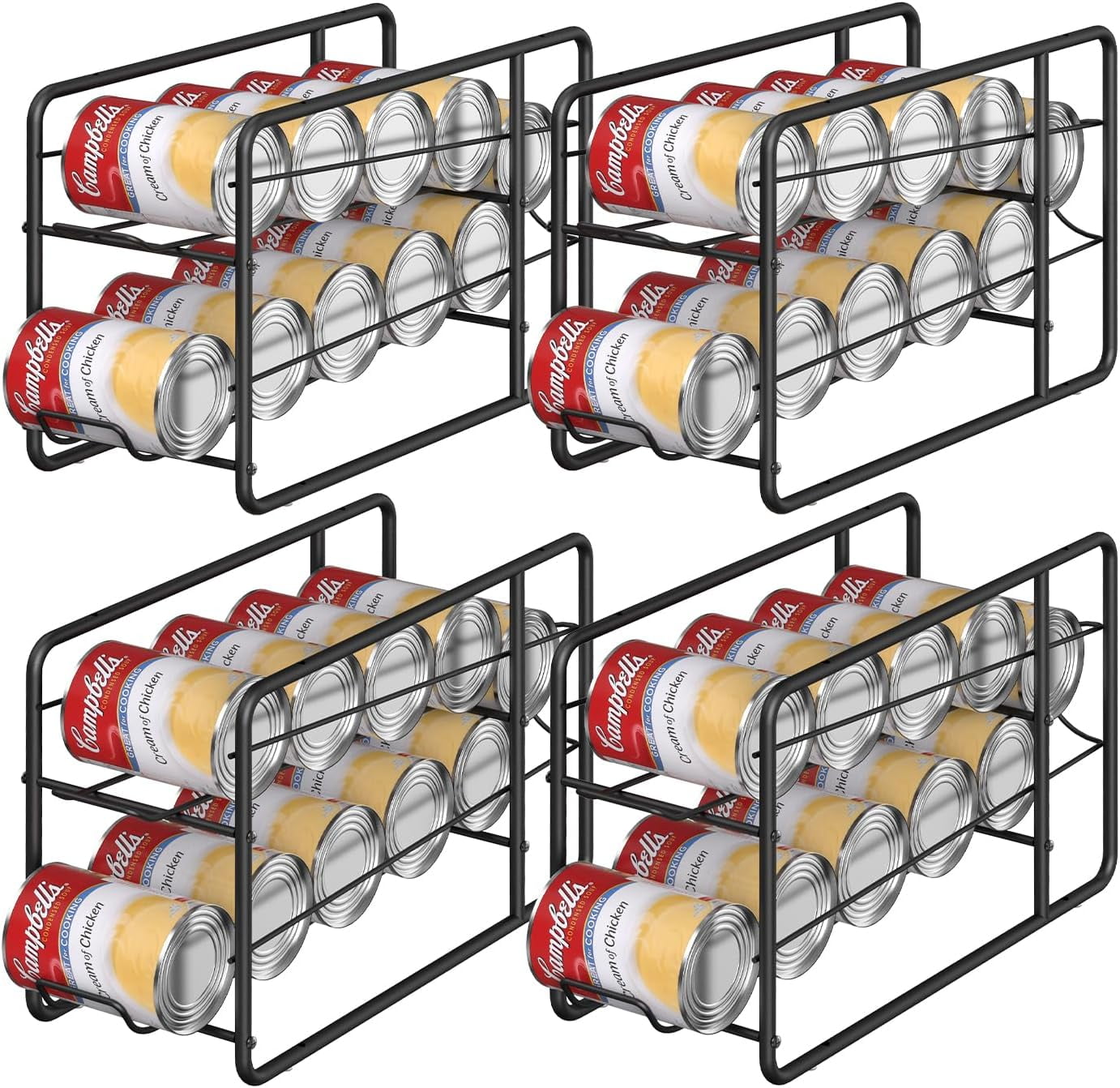 4 Pack Stackable Can Dispenser Rack, Kitchen Pantry Countertop Food ...