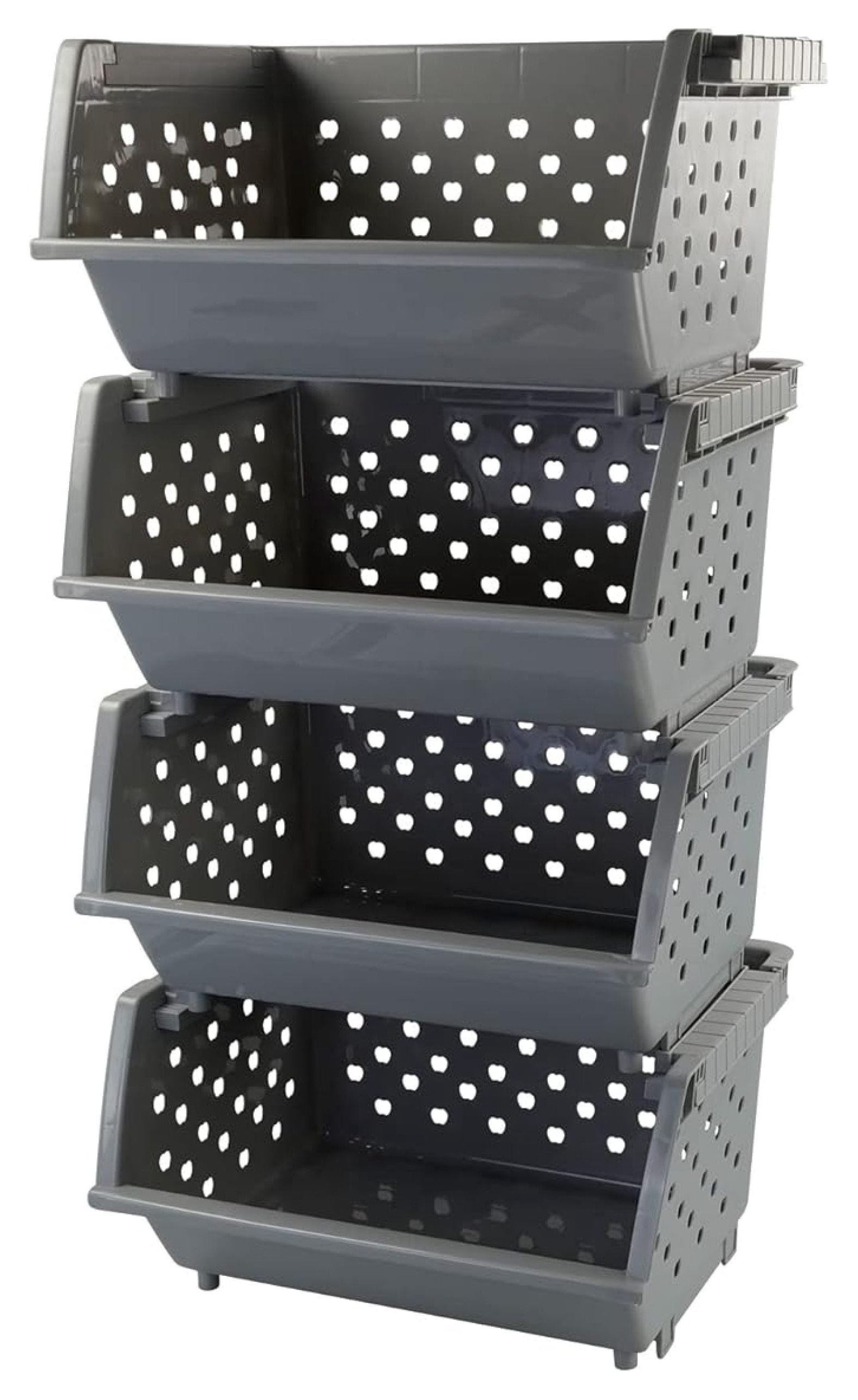 4 Pack Stackable Detachable Storage Baskets, Stacking Bins for ...