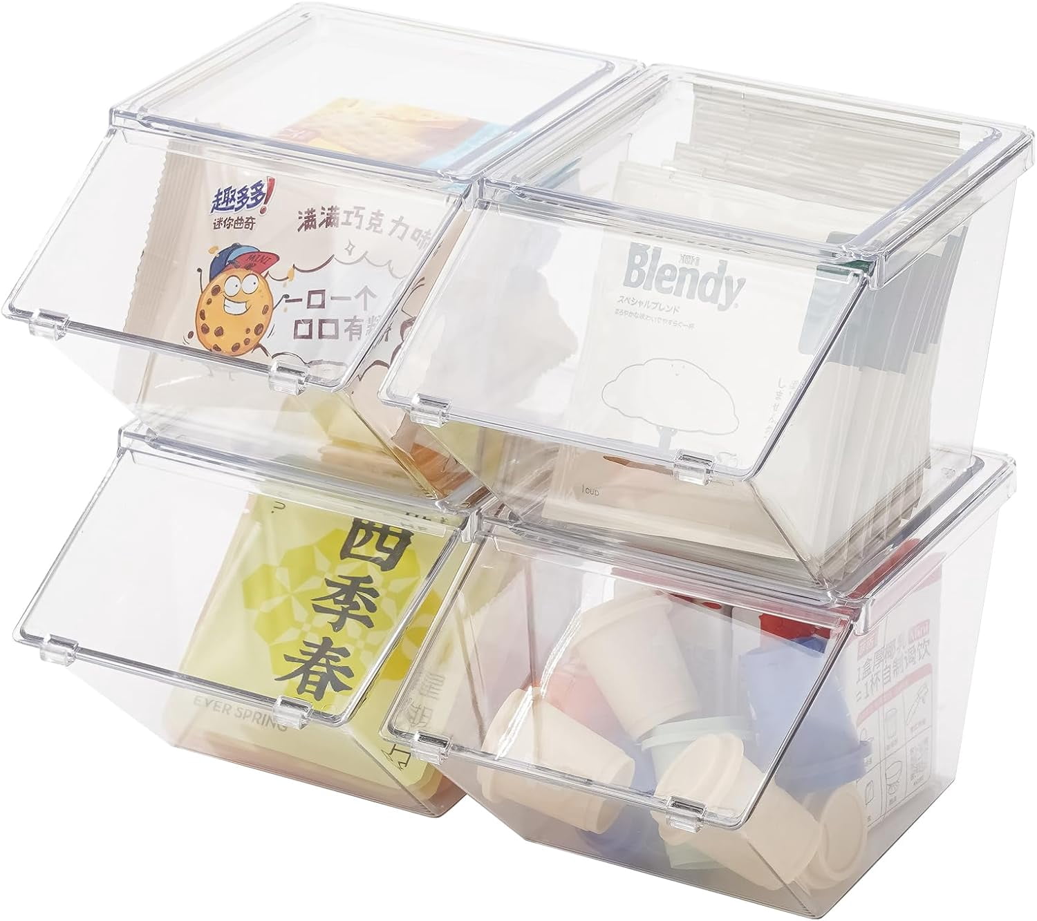 4 Pack Stackable Large Capacity Acrylic Tea Bag Organizer, Coffee Pod ...