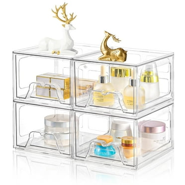 Vtopmart Stackable Storage Drawers Set of 3,Clear Plastic Organizer ...