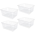 4 Pack Stackable Metal Wire Storage Baskets, White, For Freezer and ...